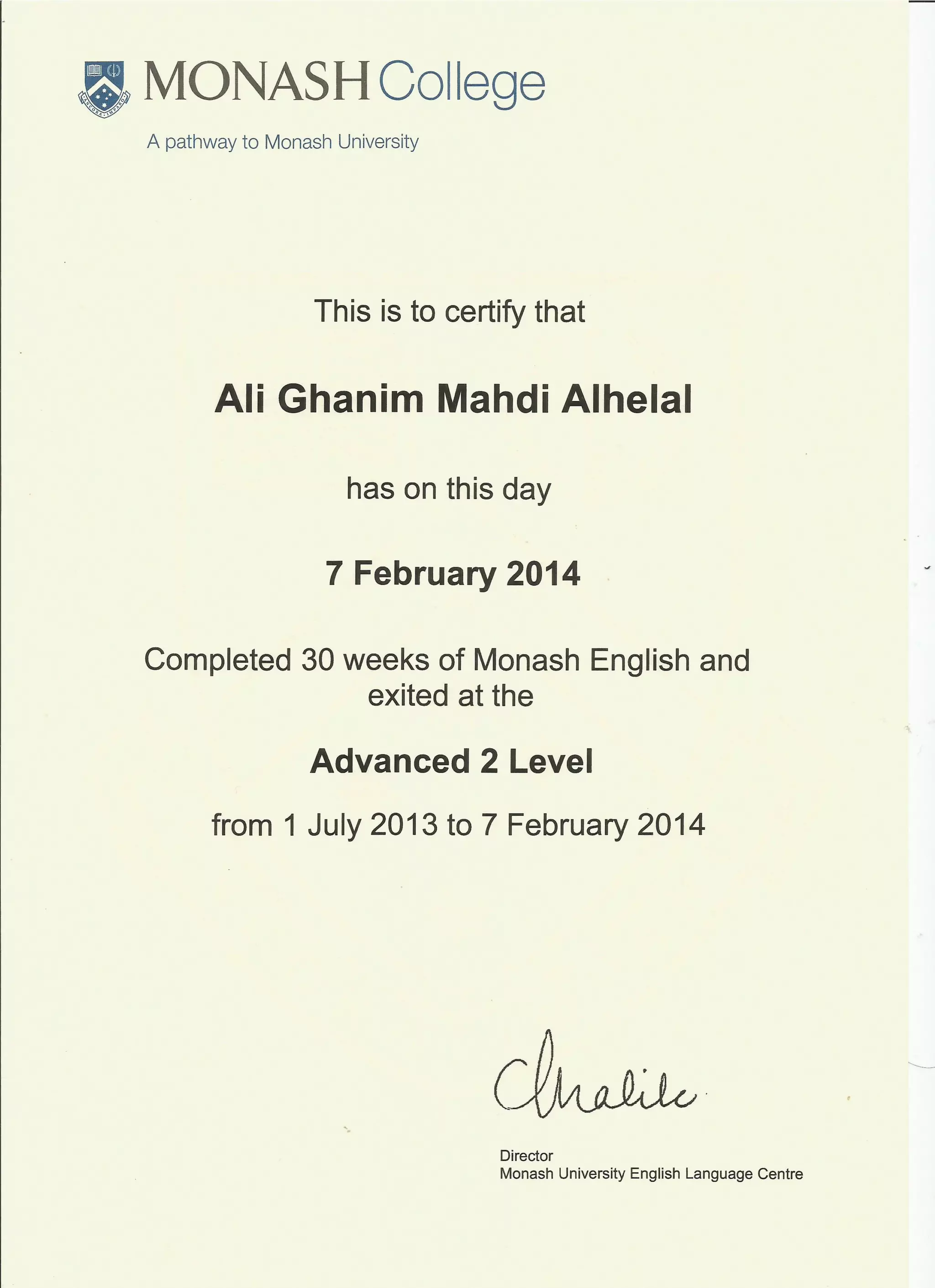 Monash English certificate | PDF