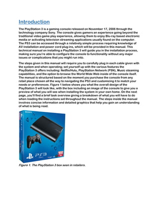 Installing the PlayStation 3 (Techincal Manual) | PDF