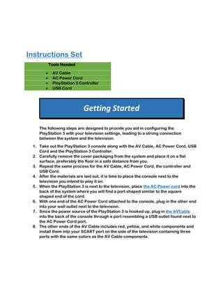 Installing the PlayStation 3 (Techincal Manual) | PDF