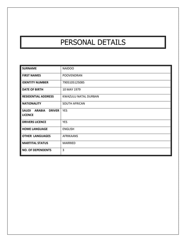 POOVENDRAN NAIDOO C.V. | PDF