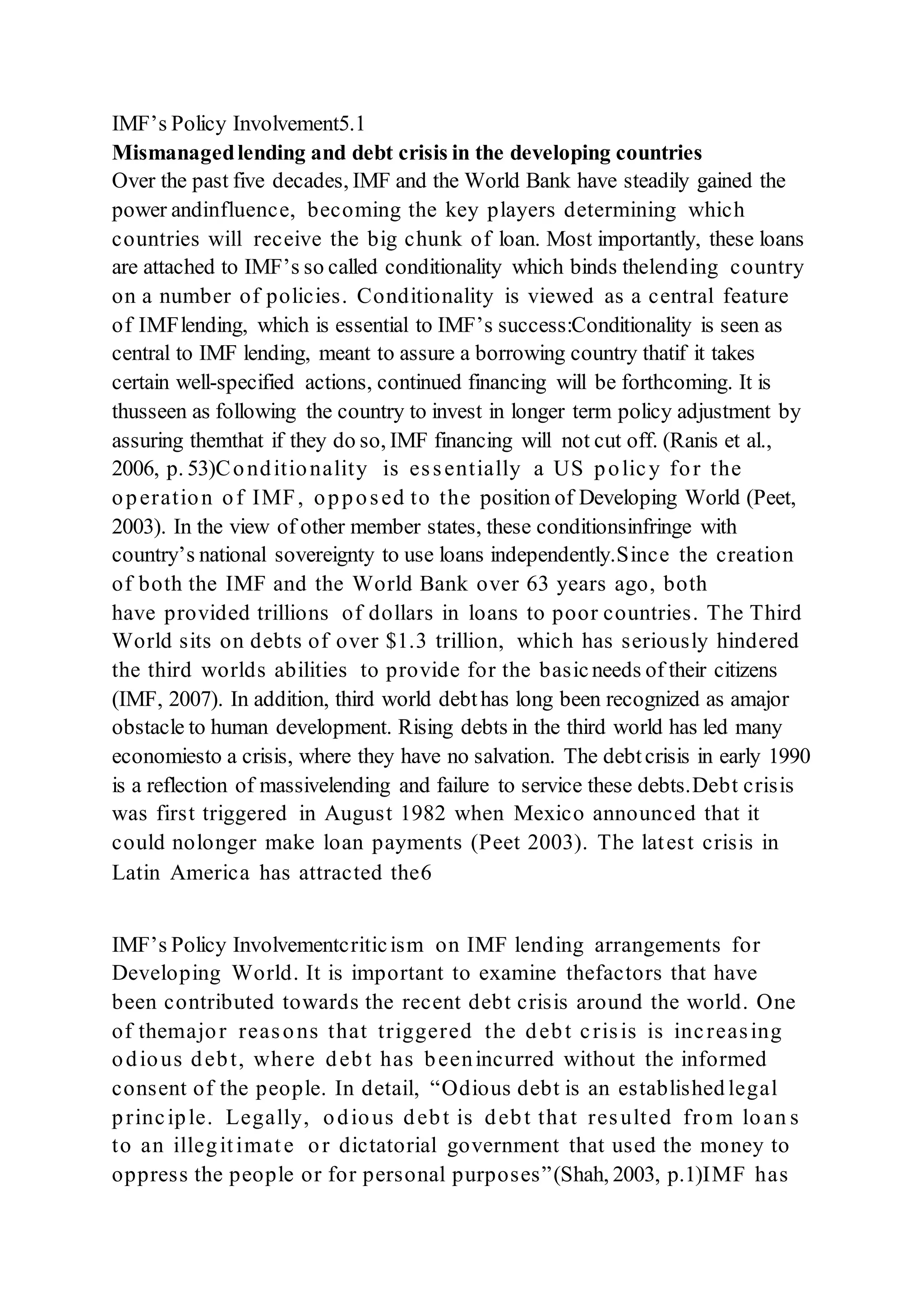 IMF and Developed countries | DOCX | Political Issues & policy | Politics