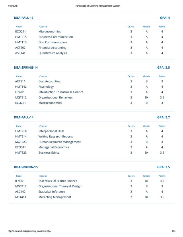 Transcript - IU Learning Management System | PDF | Undergraduate ...