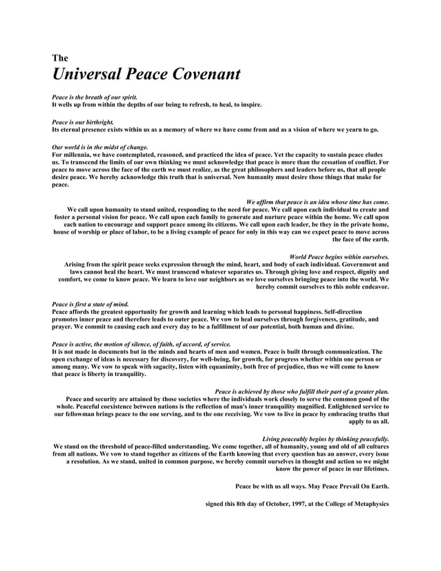 Universal Peace Covenant | DOCX