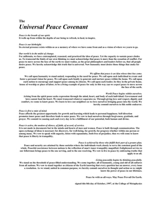 Universal Peace Covenant | PDF