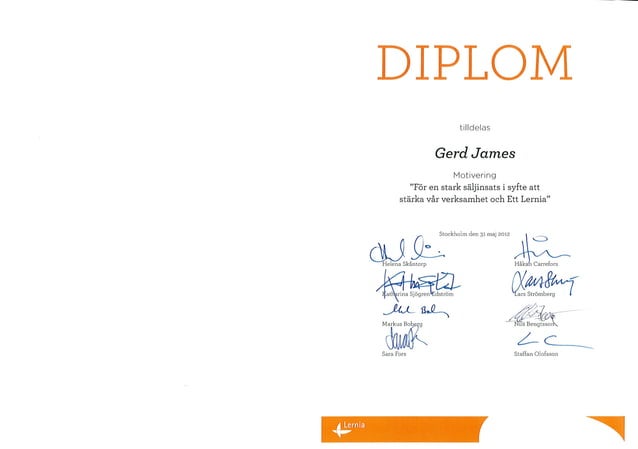 Diplom - säljinsats Lernia | PPT