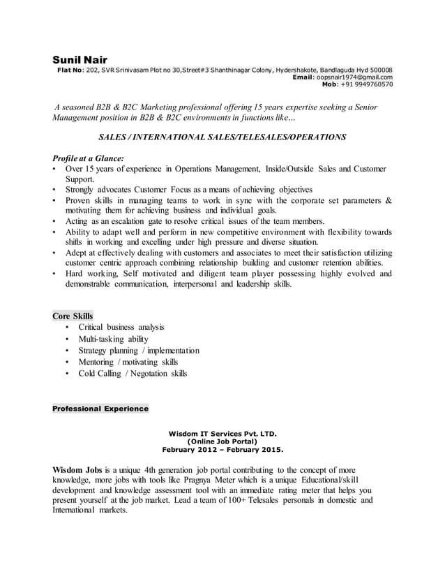 Sunils Resume' | PDF