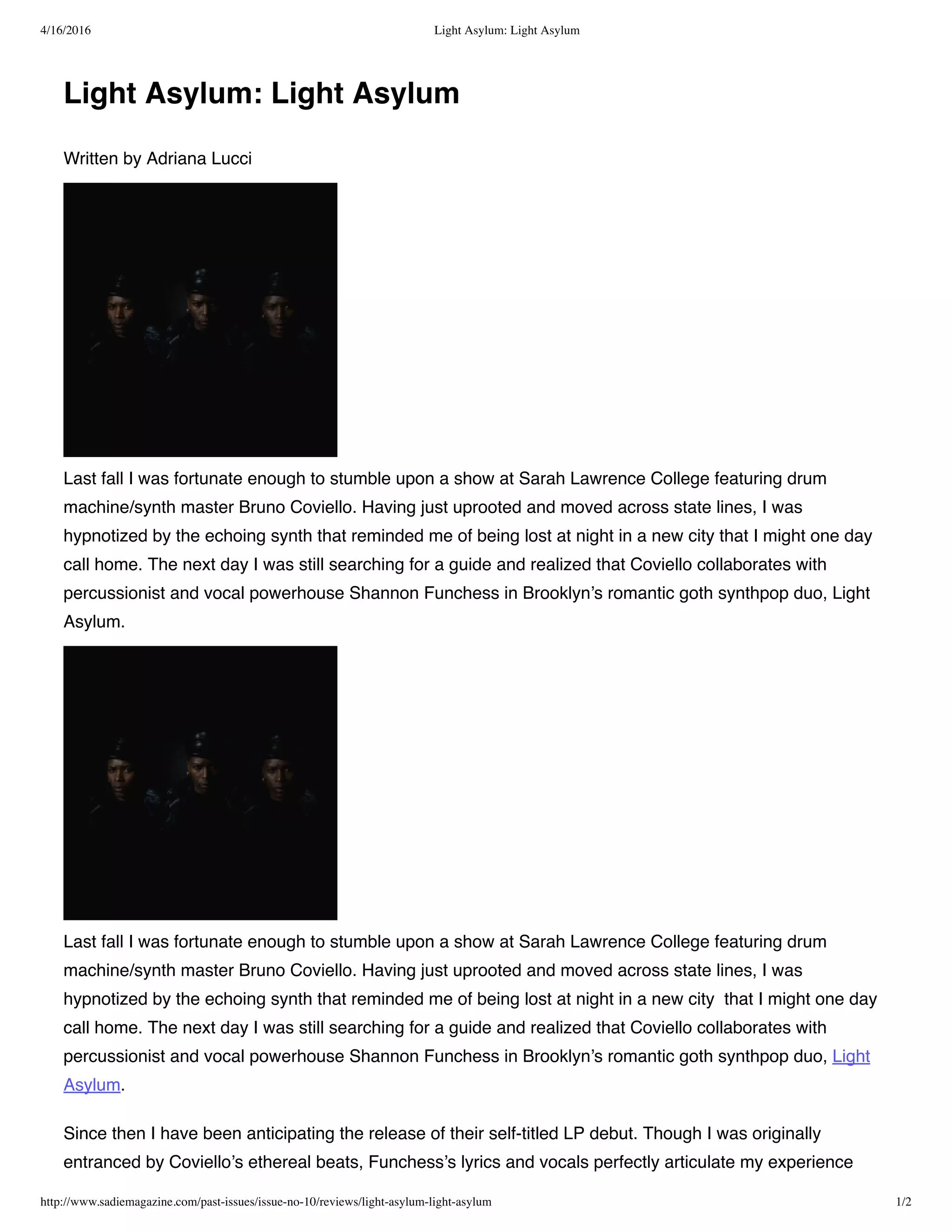 Light Asylum | PDF