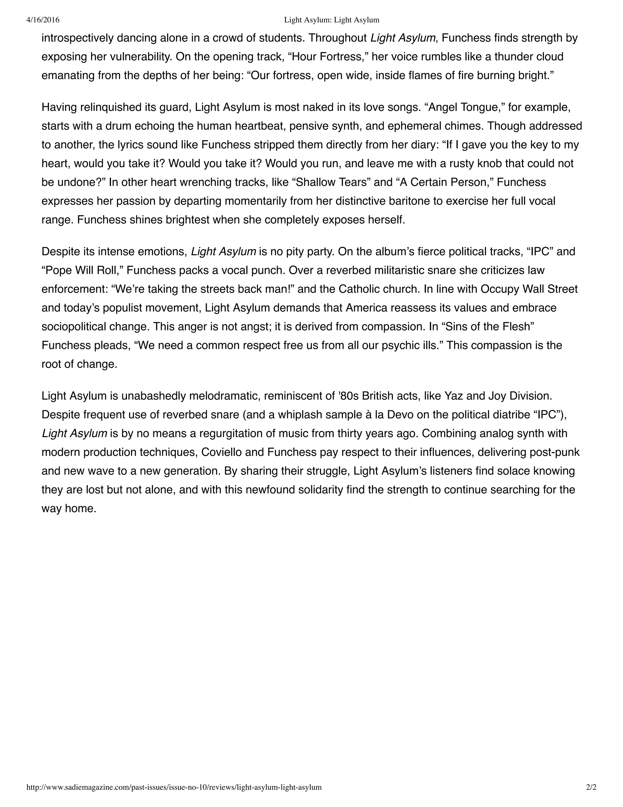 Light Asylum | PDF