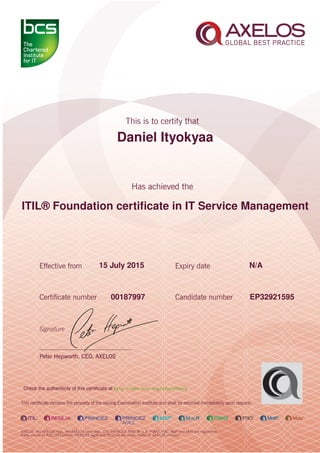 ITIL Certificate | PDF