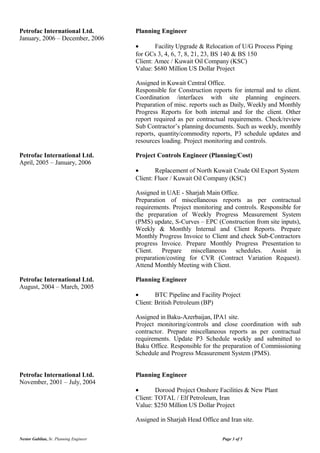 Nestor Gabilan CV - Sr. Planning Engineer | PDF