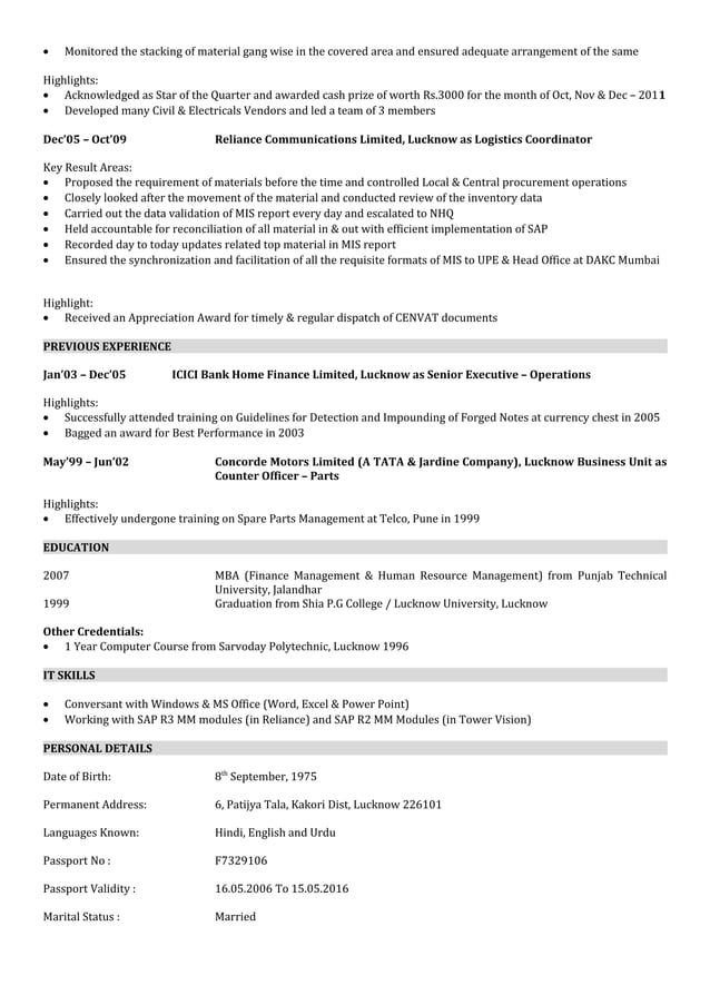 Resume Haroon Nafees UP | PDF