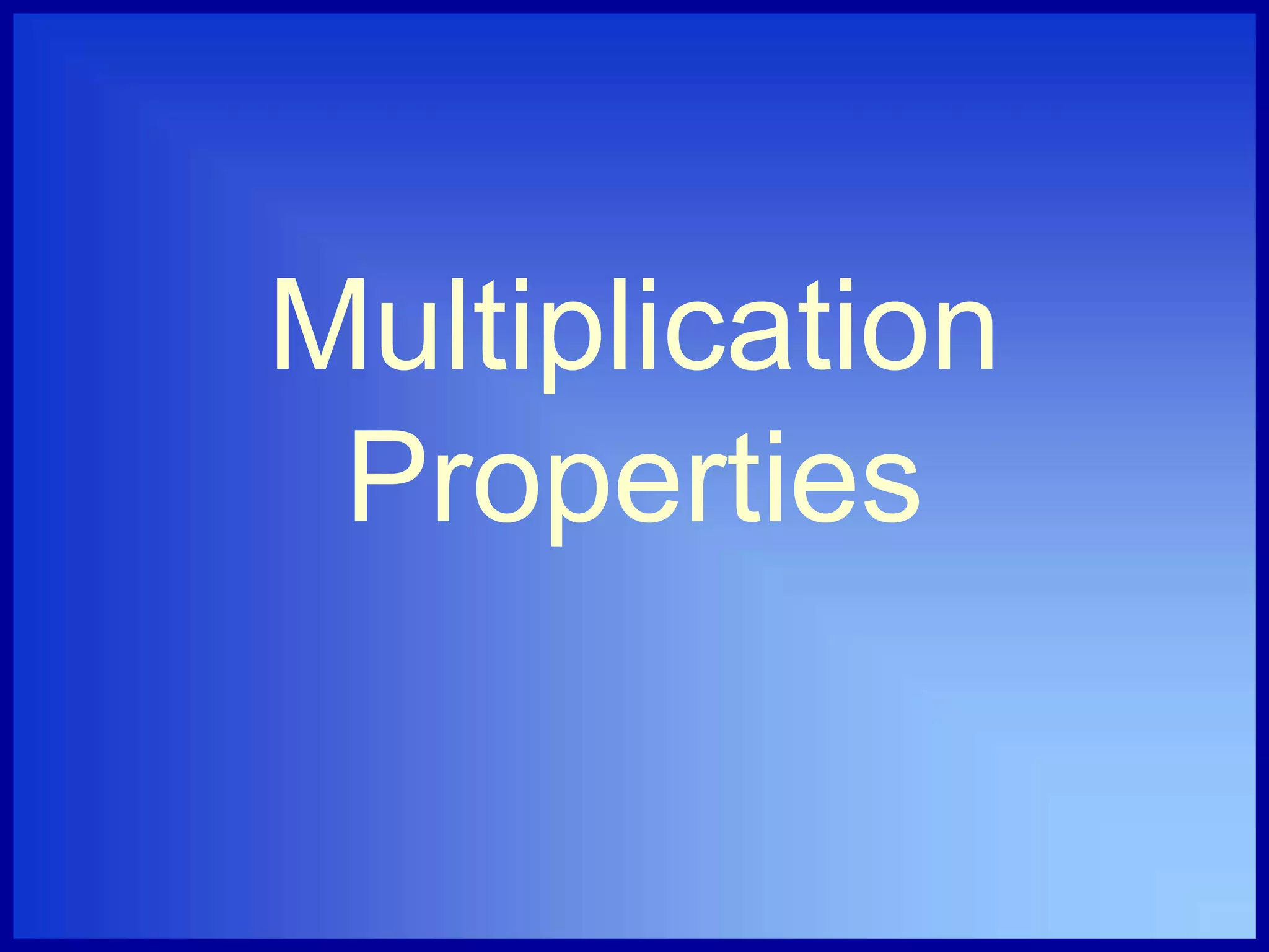 PROPERTIES OF MULTIPLICATION | PPT