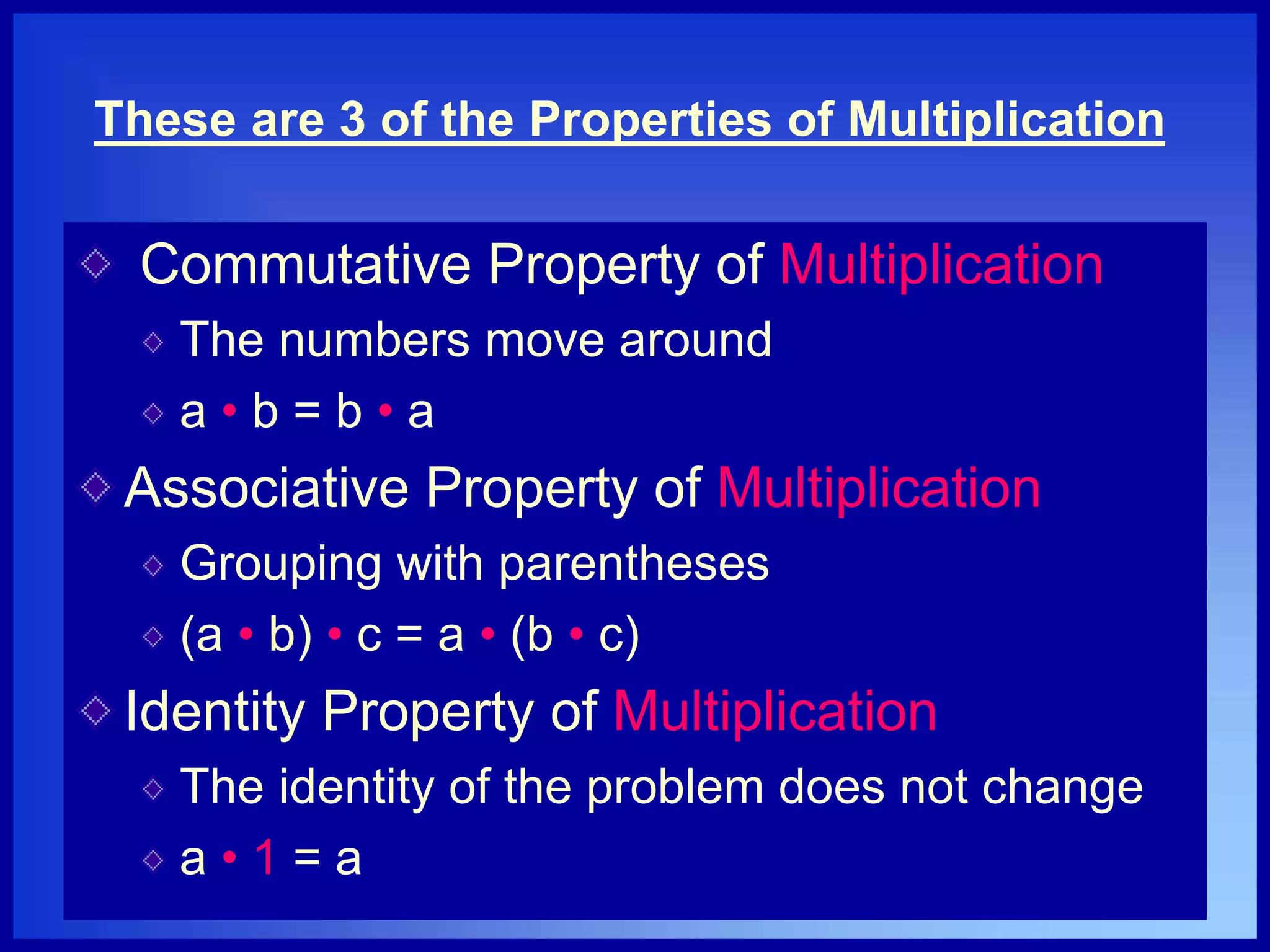 PROPERTIES OF MULTIPLICATION | PPT