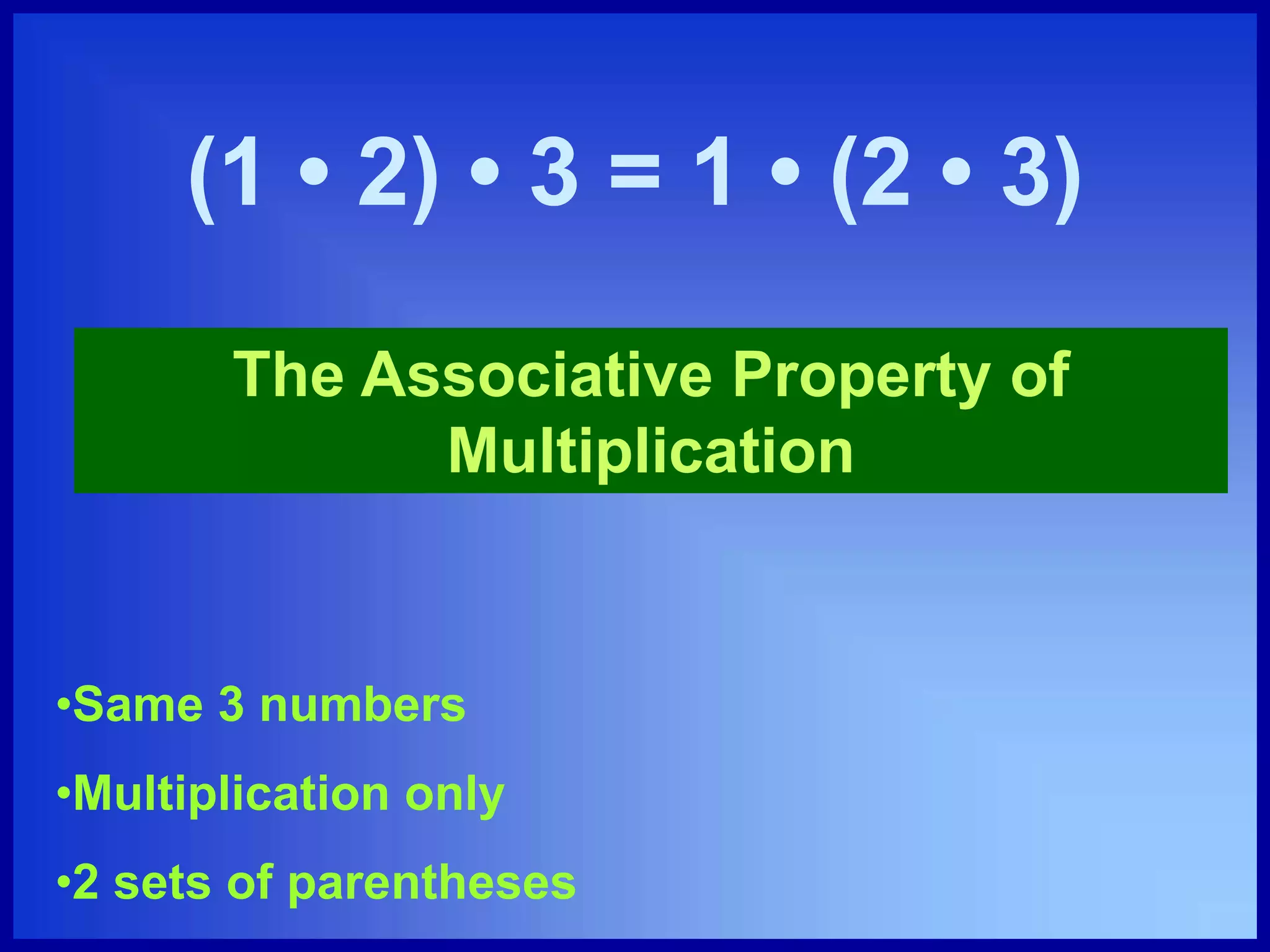 PROPERTIES OF MULTIPLICATION | PPT