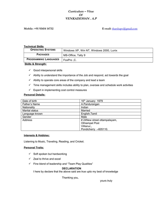 venkat- resume | DOC | Business Accounting & Finance | Business