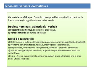LE06 Semàntica. Sinonímia | PPT