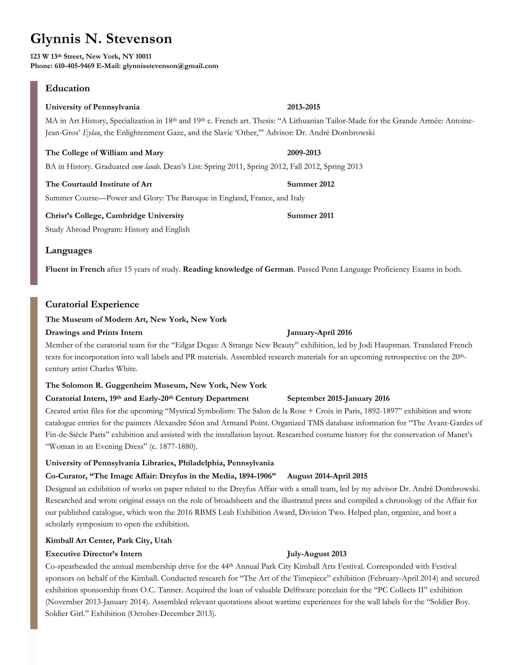 Glynnis N Stevenson Resume | PDF