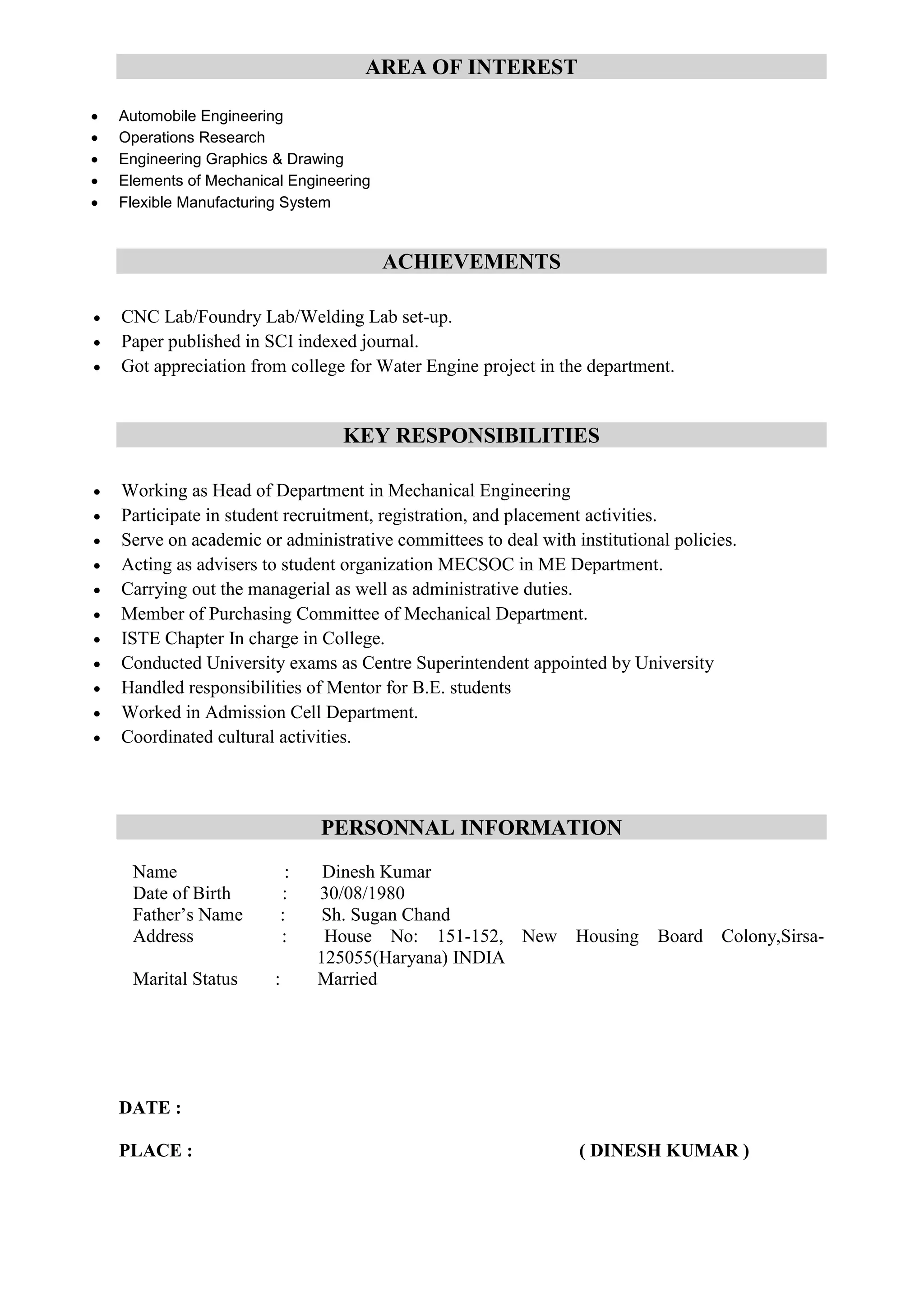 Dinesh Resume | PDF | Mechanical and Industrial Engineering Industry | Industries