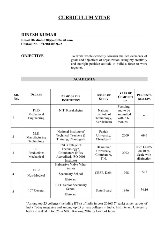 Dinesh Resume | PDF | Mechanical and Industrial Engineering Industry | Industries
