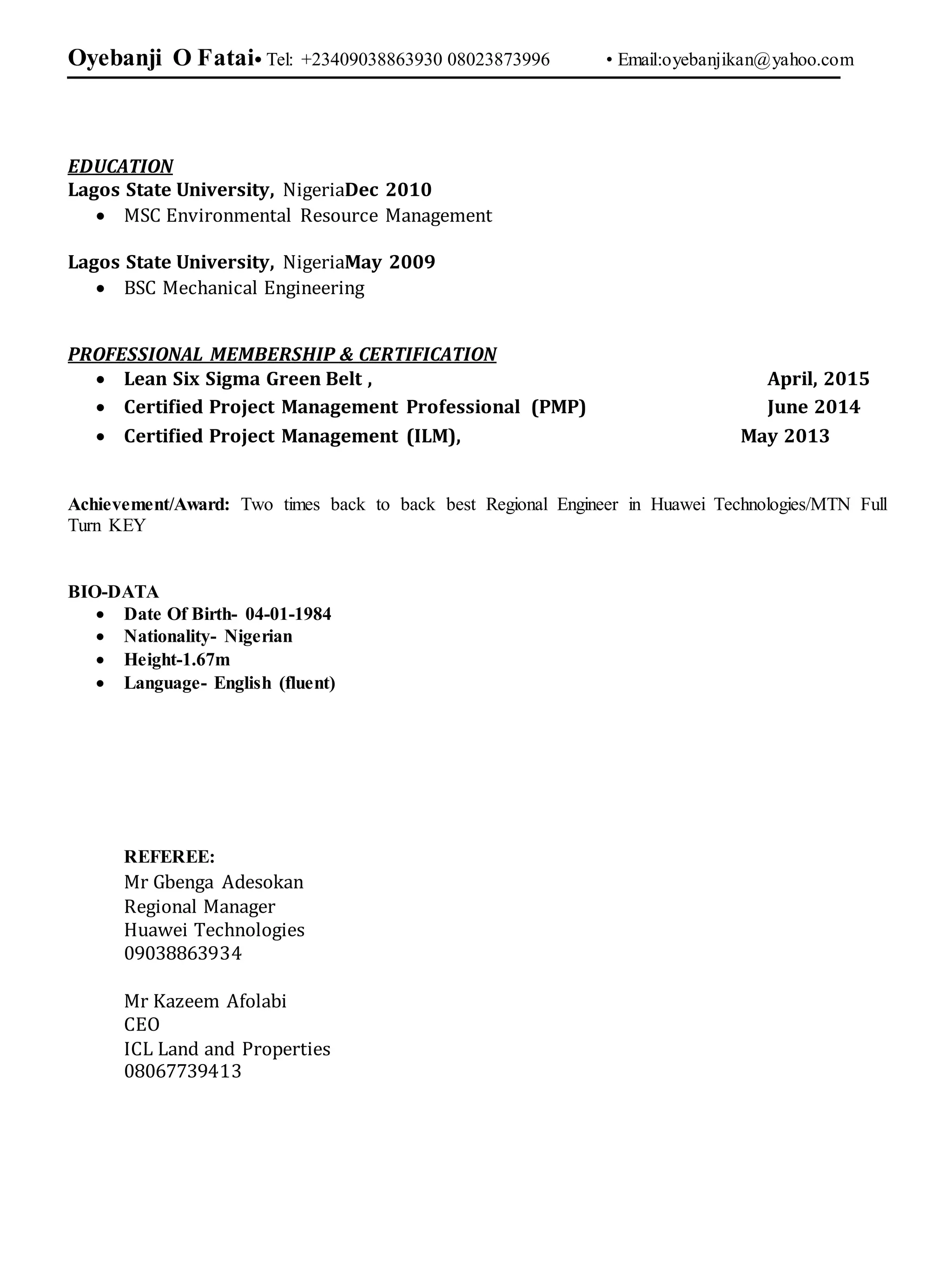 OYEBANJI CV-1 | PDF