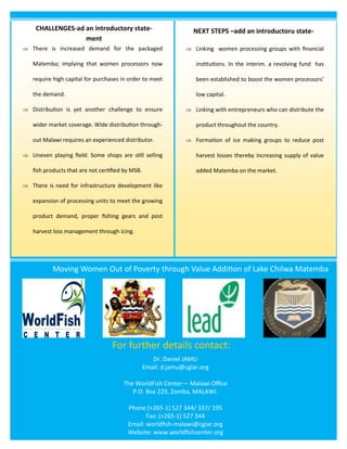 Matemba Value Addition Brochure Publication | PDF