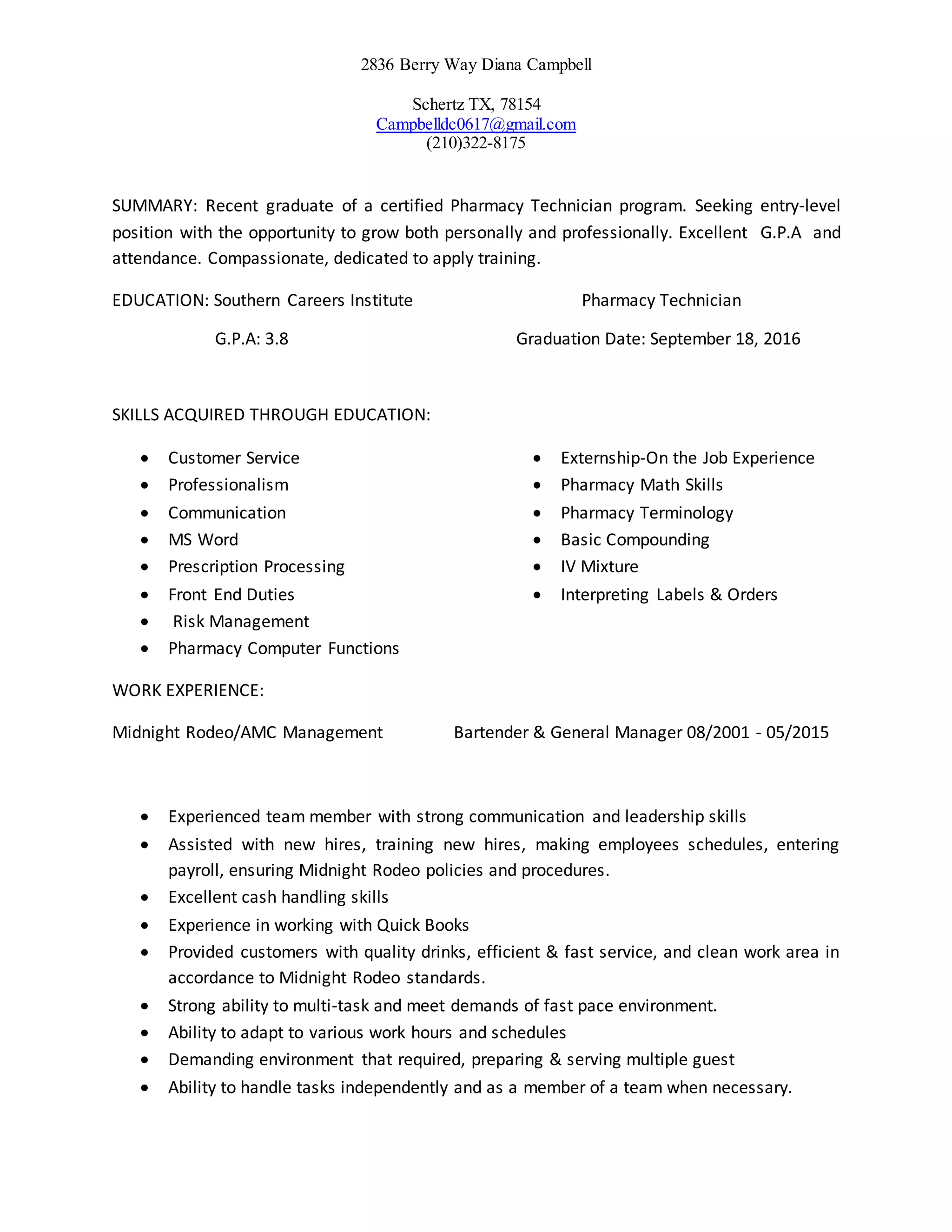 RESUME Diana Campbell | DOCX