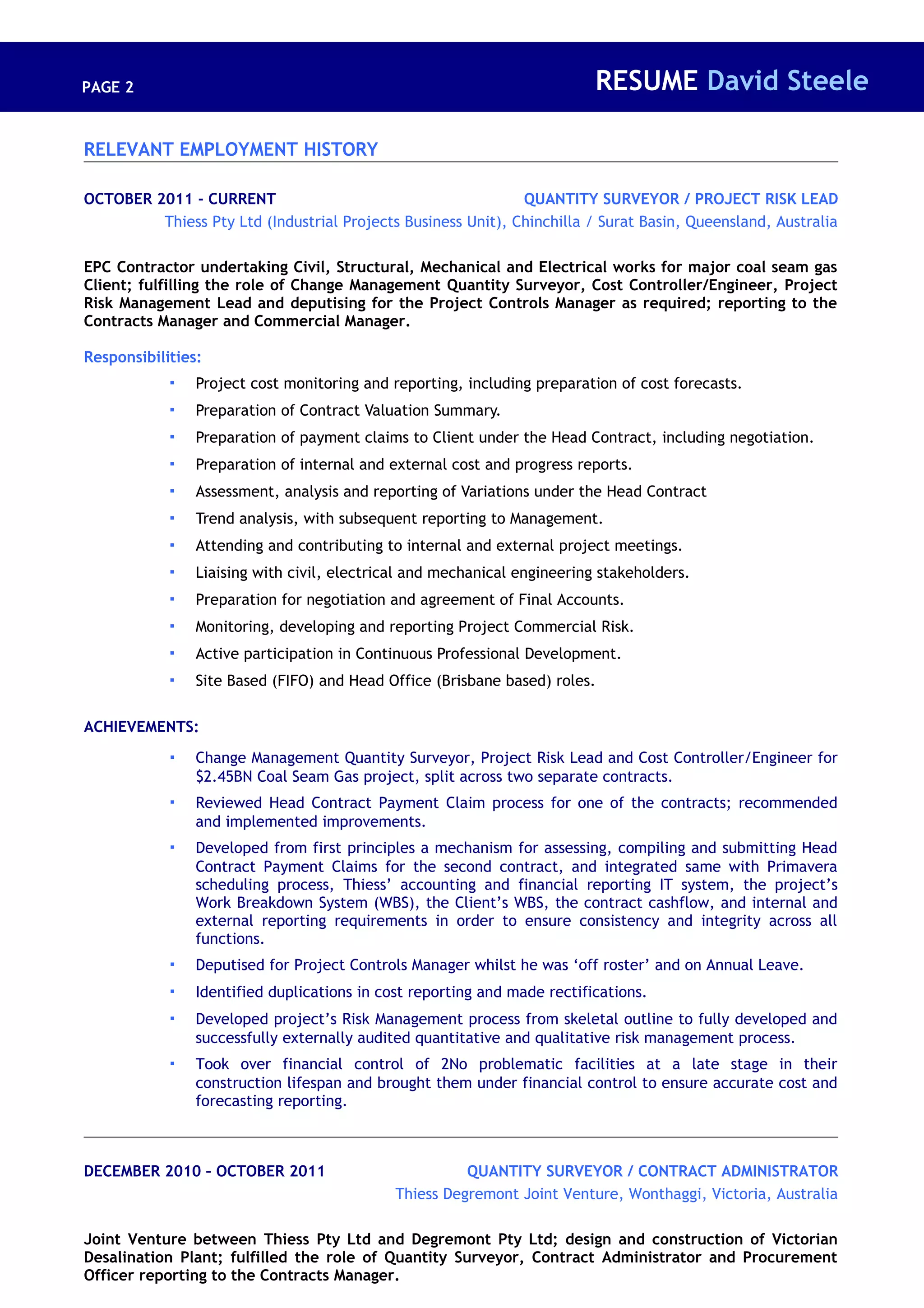 Resume - David Steele 14.05.15