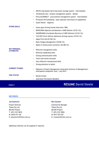 Resume - David Steele 14.05.15