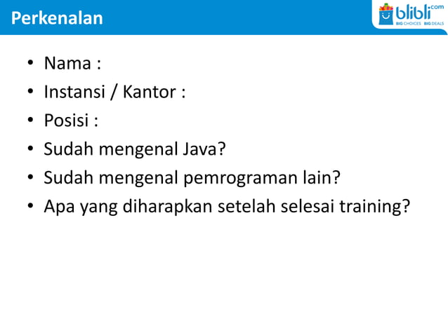 java-fundamental-dan-java-web-blibli-dot-com-ilmu-komputer-IPB | PPT