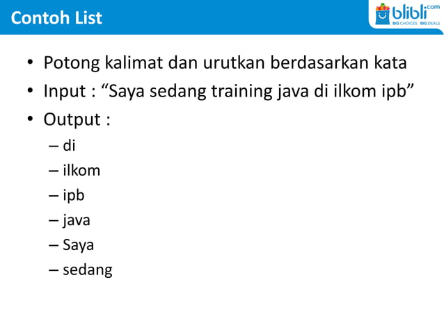 java-fundamental-dan-java-web-blibli-dot-com-ilmu-komputer-IPB | PPT