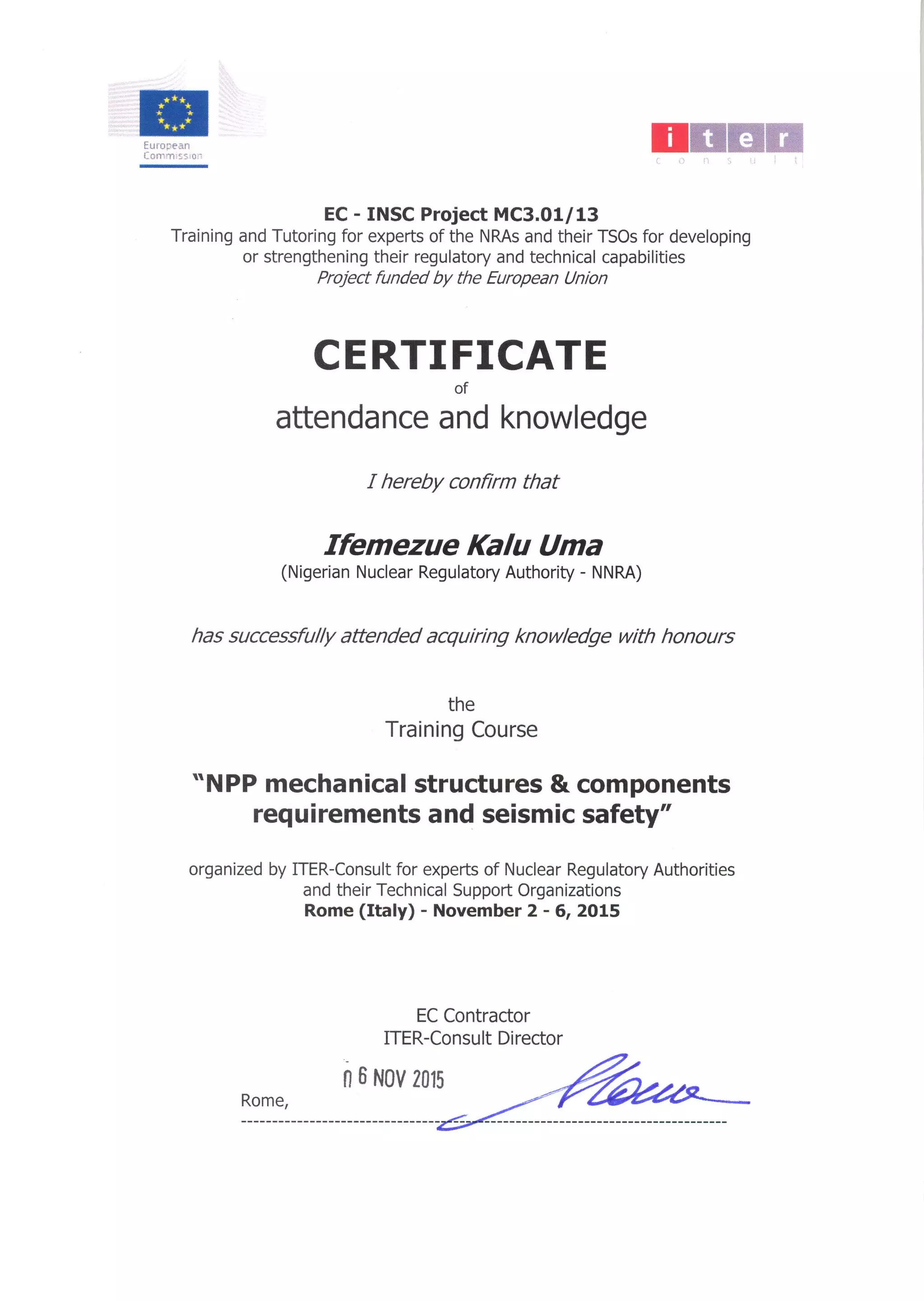 NPP Mechanical Structures Training Certificate | PDF