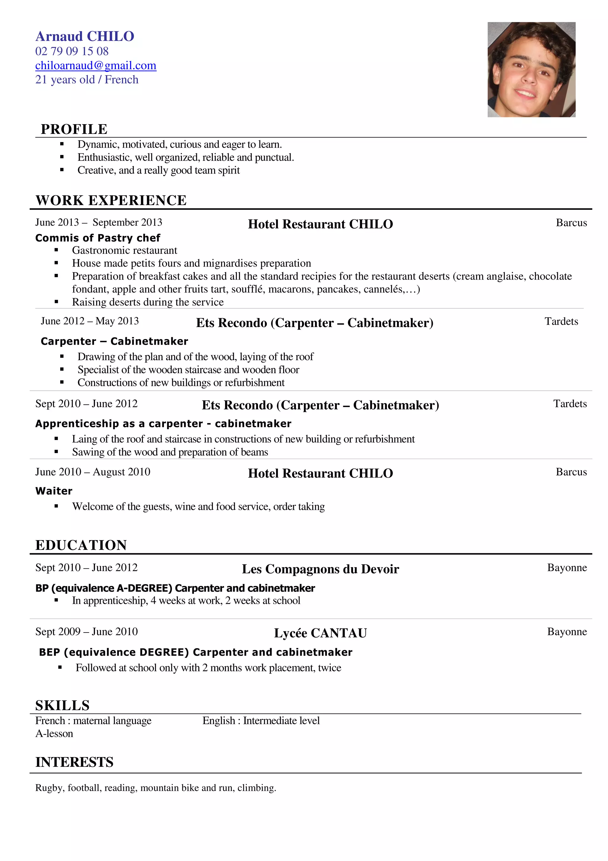 CV ARNAUD CHILO | PDF