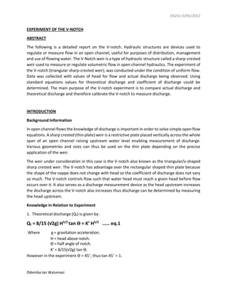 Odemba ECE2304 Hydraulics1Lab | PDF