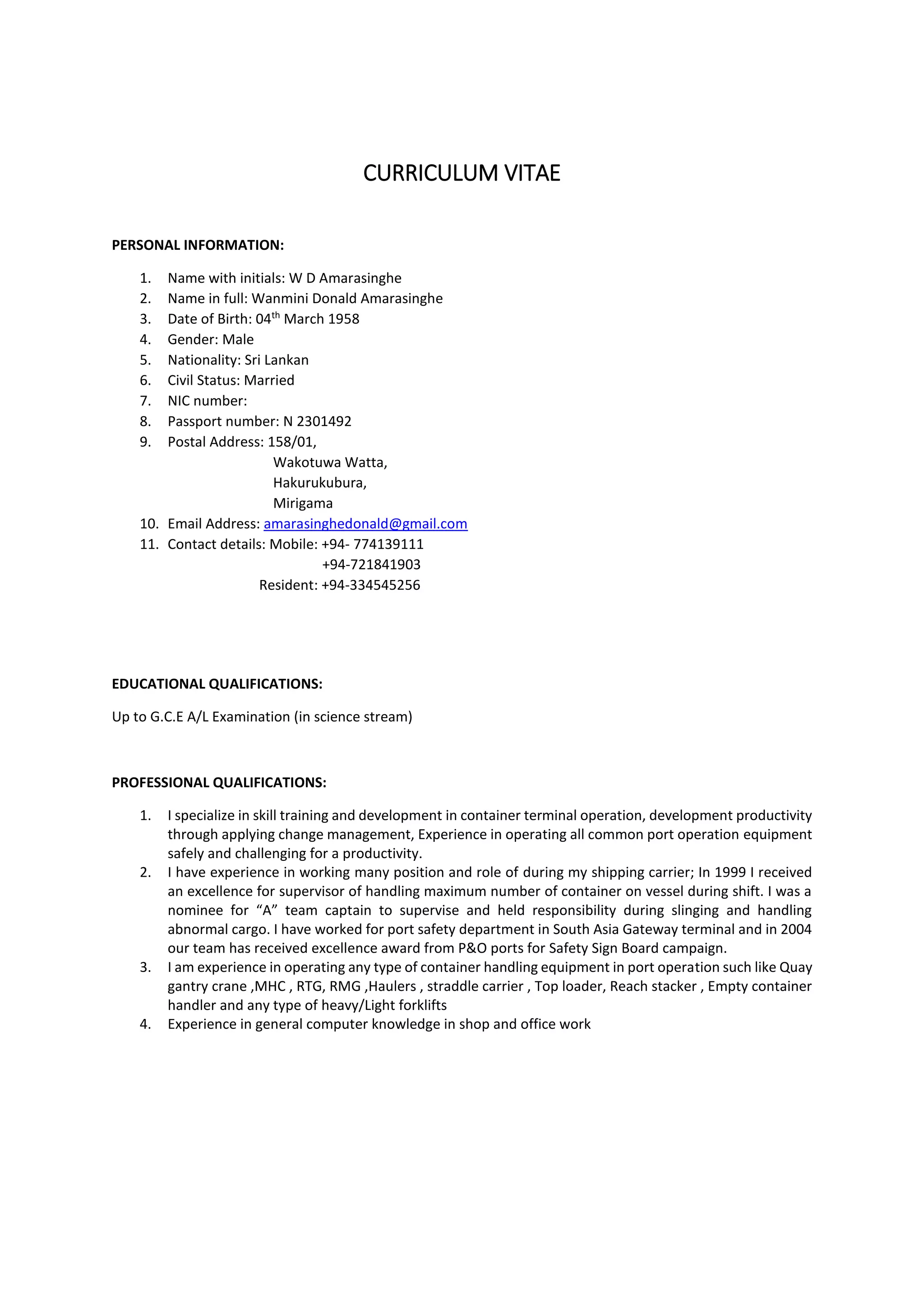CURRICULUM VITAE | PDF