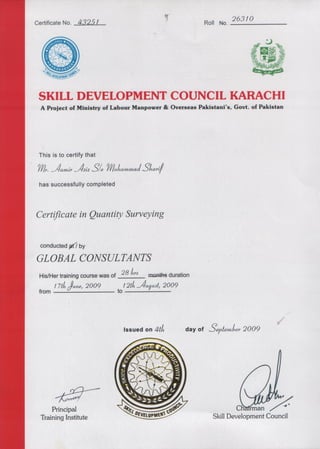 Quantity Surveying Certificate | PDF