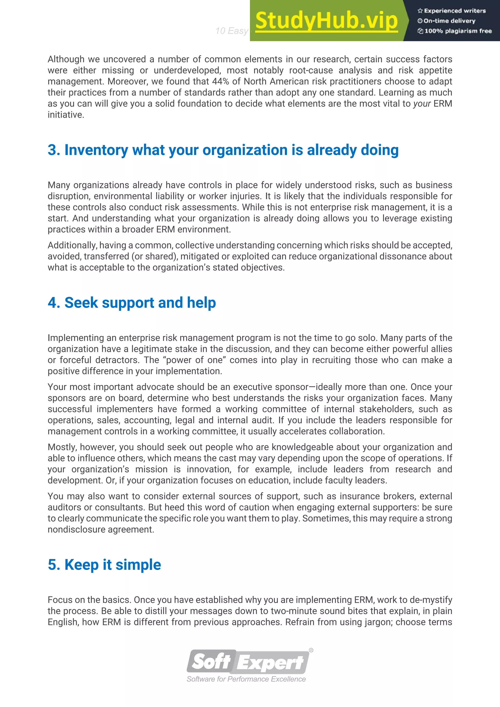 0 Easy Steps To Implement Enterprise Risk Management | PDF