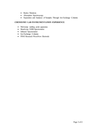 2016 Chemistry Lab Experience | DOCX | Chemistry | Science