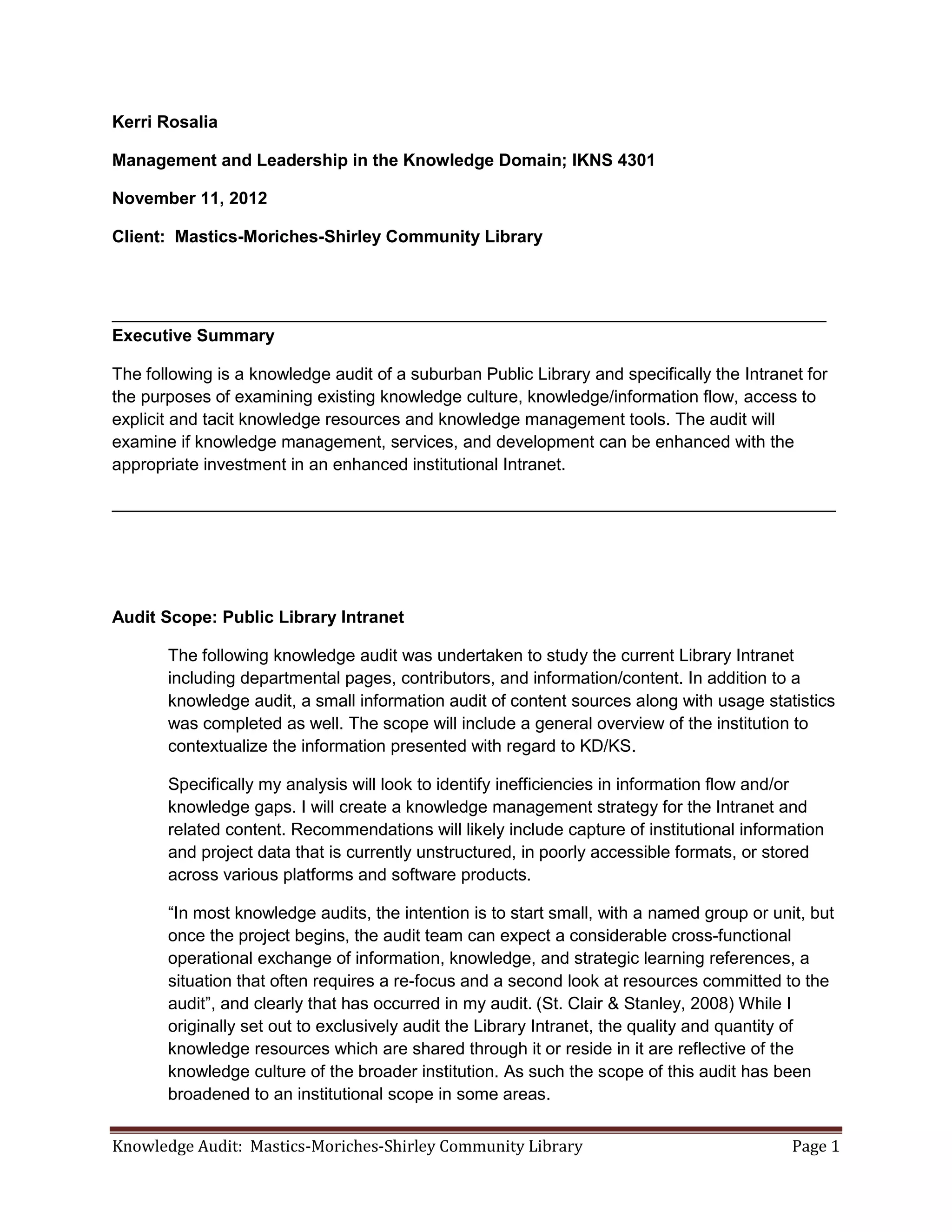 Knowledge Audit Final | PDF