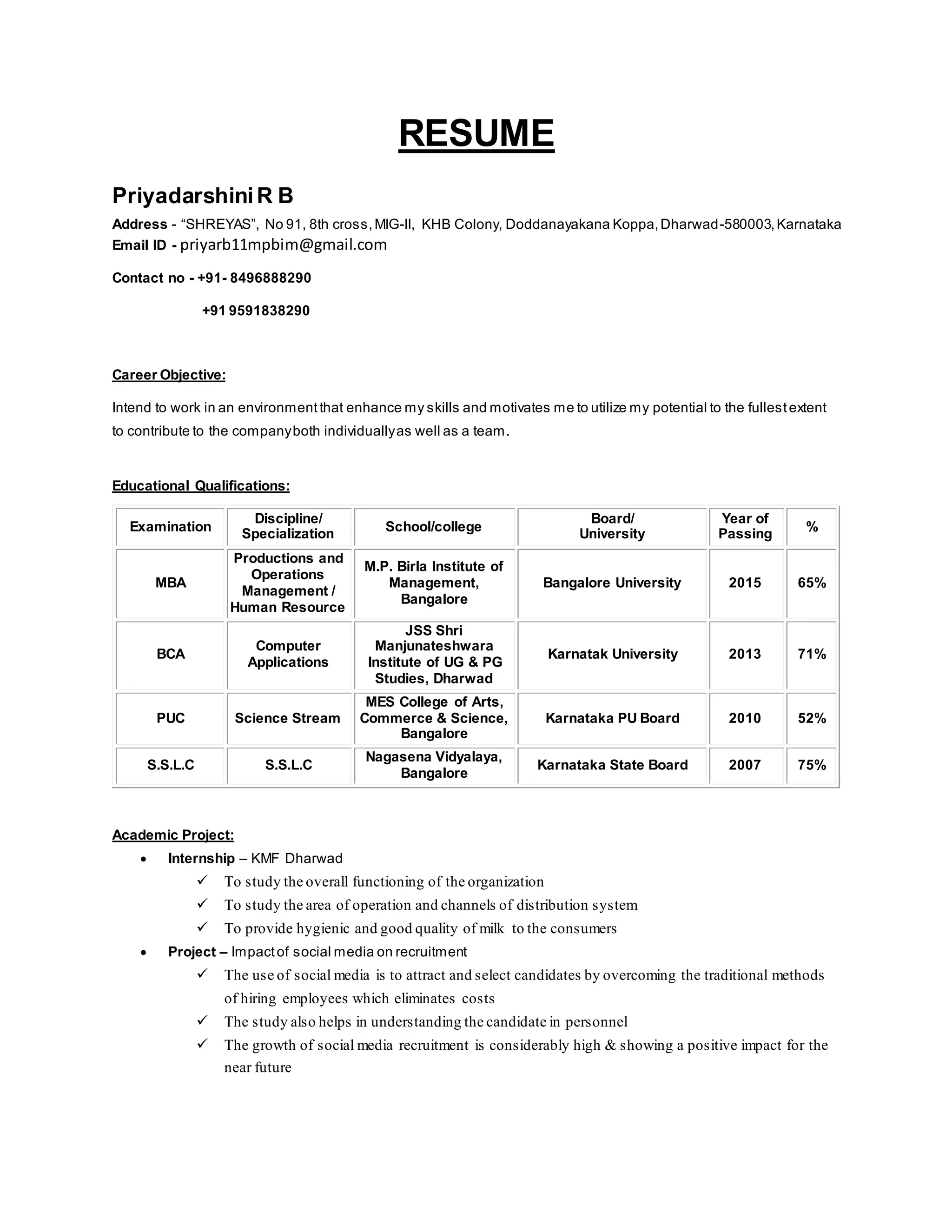 priyadarshini resume | DOCX
