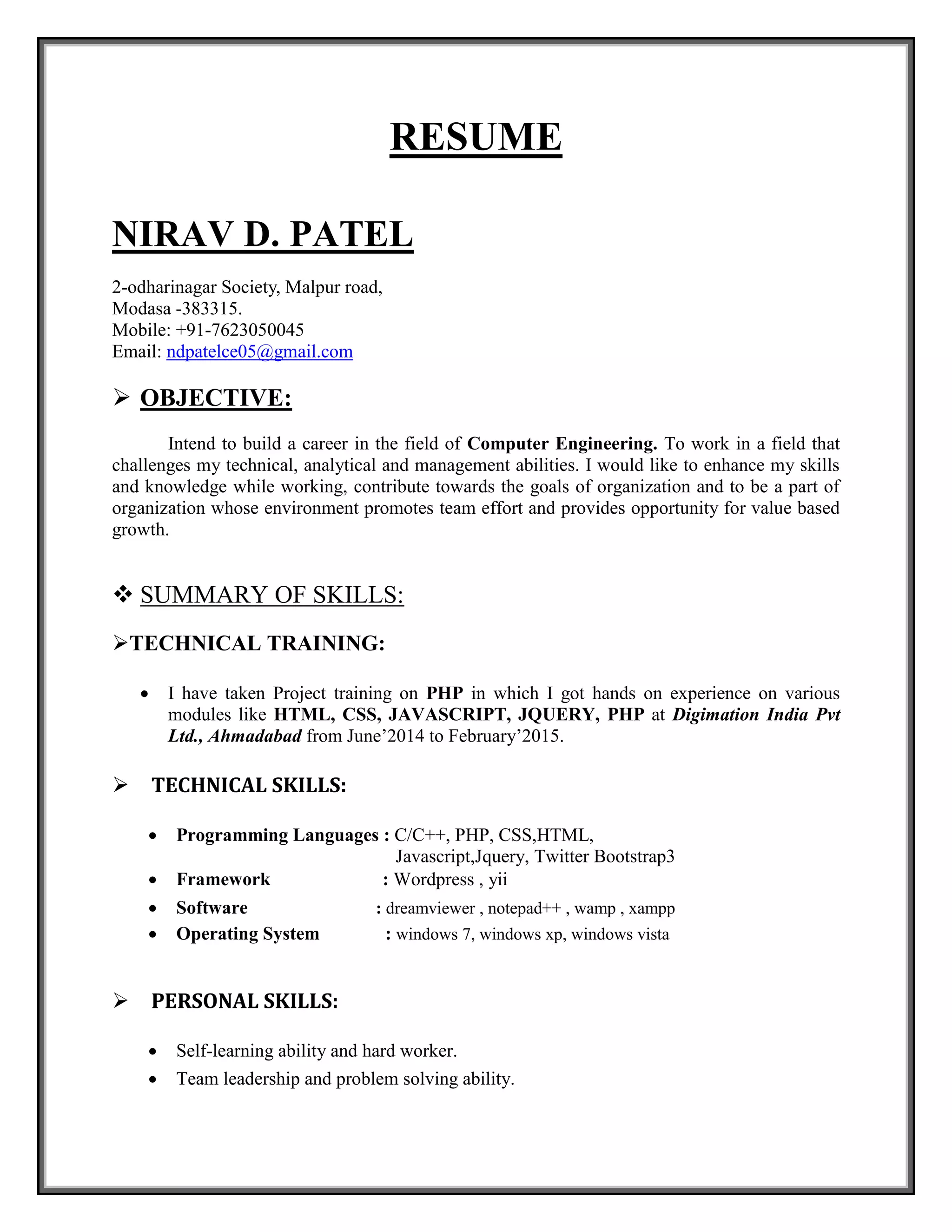 resume_nirav | PDF