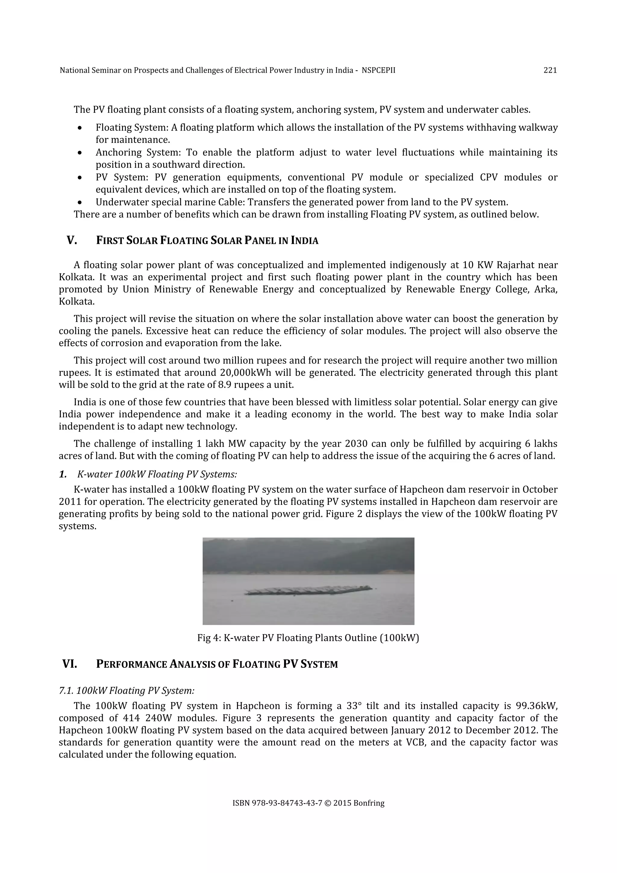 Floating Solar Photovoltaic system An Emerging Technology | PDF