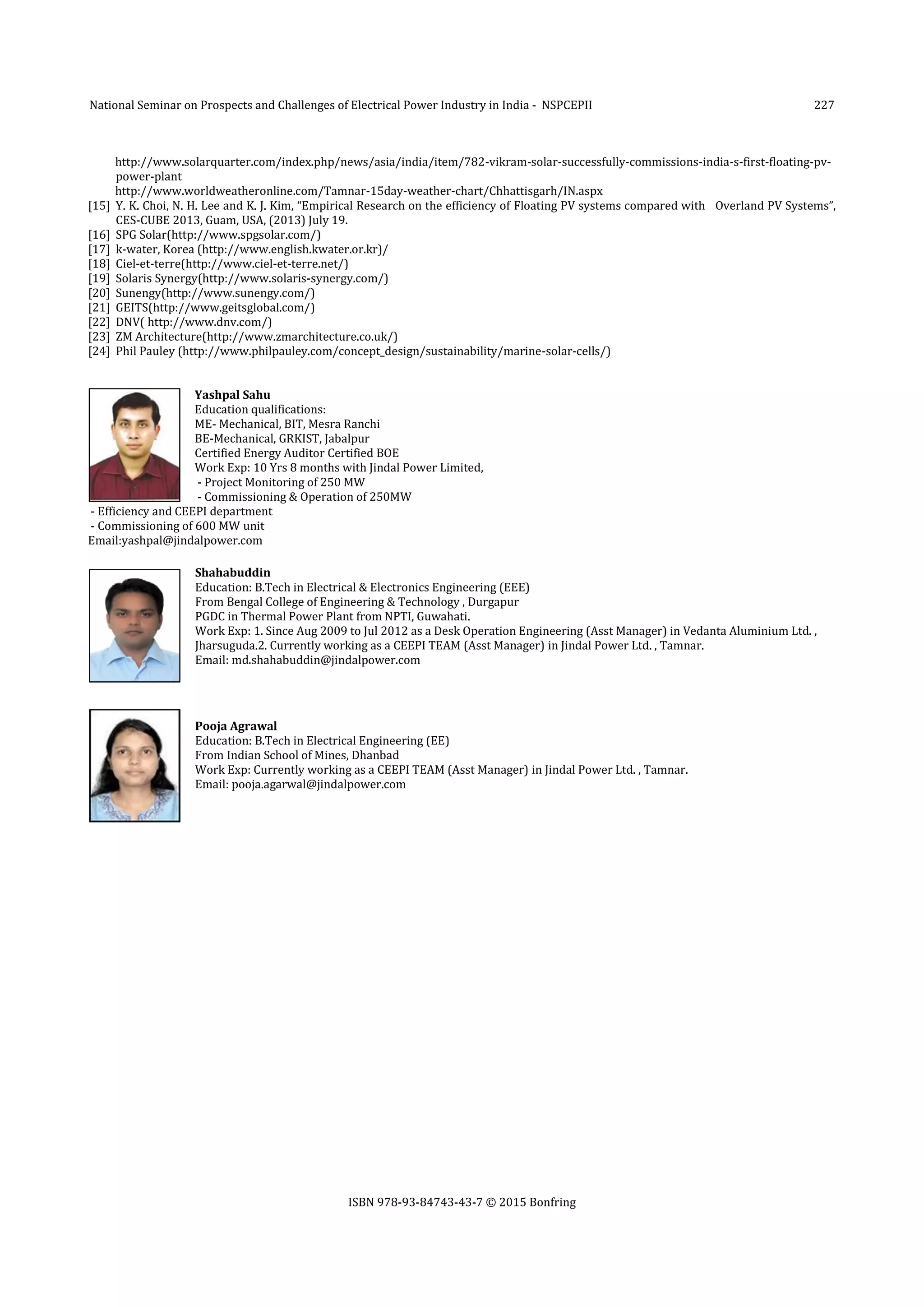 Floating Solar Photovoltaic system An Emerging Technology | PDF