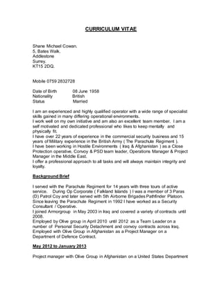 Shane CV 2015 | DOCX