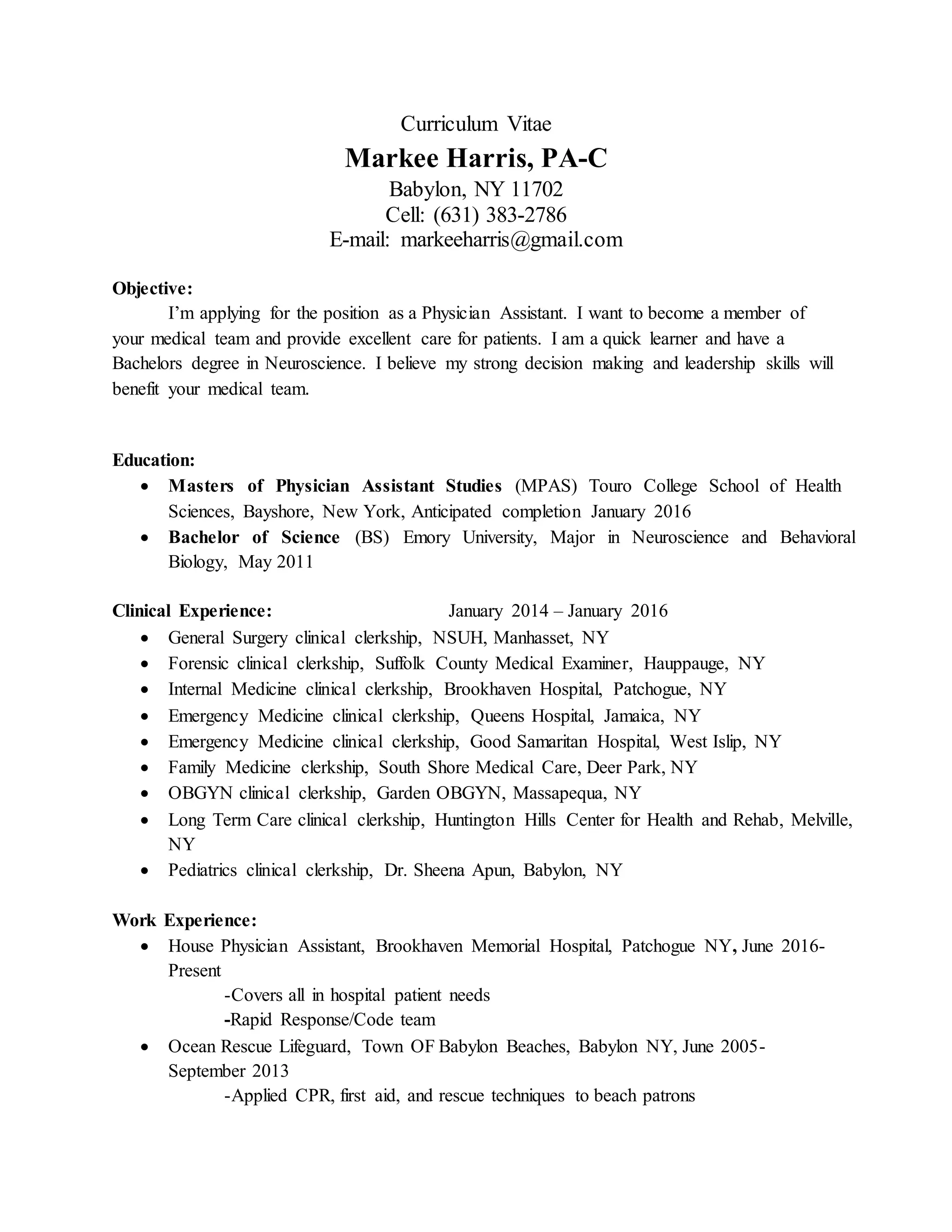 Markee Harris CV | PDF