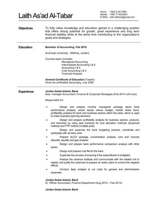 Laith Al-tabar CV, Accountant | PDF