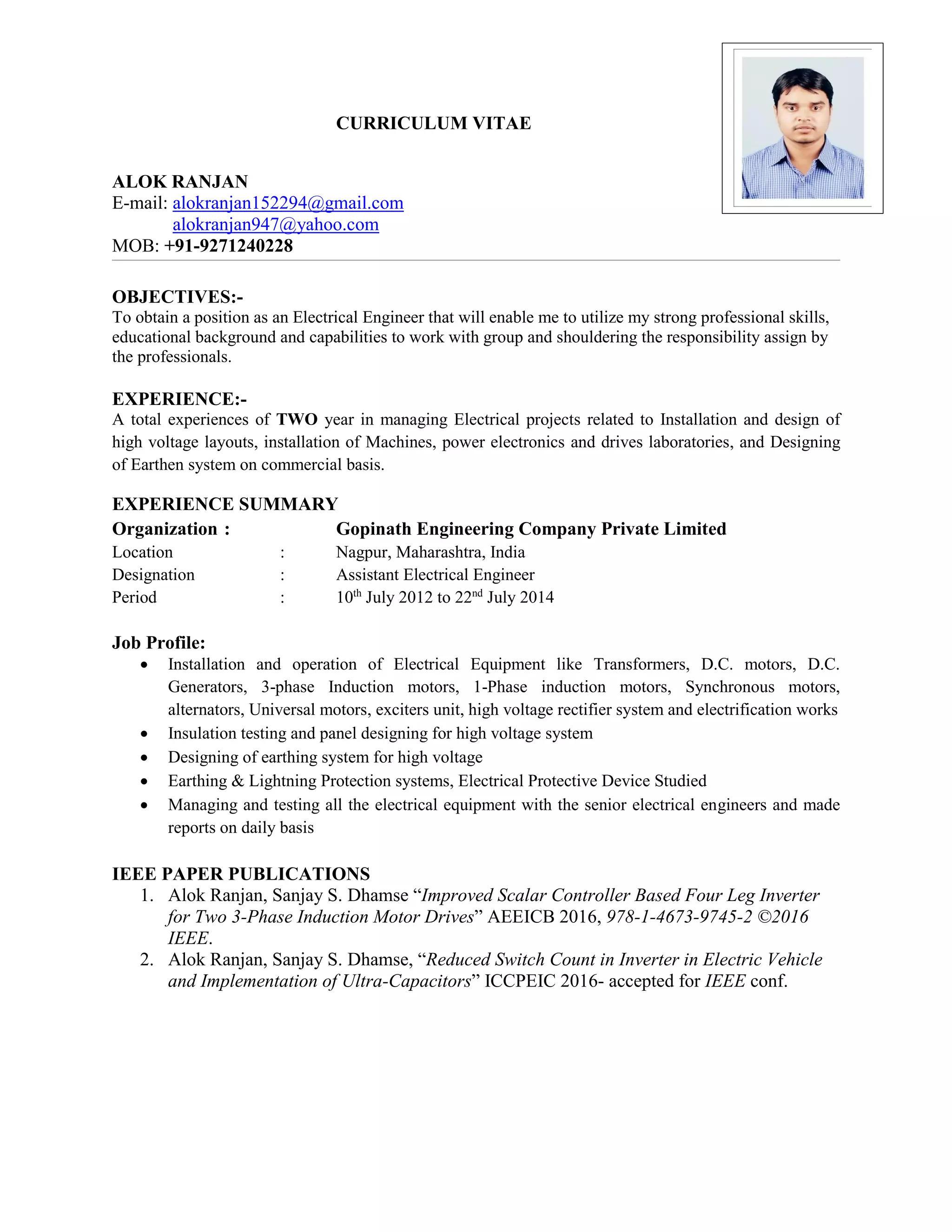 Resume (Alok Ranjan) | PDF