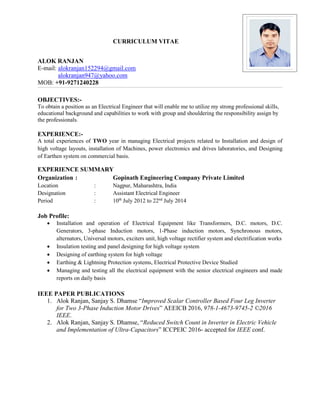 Resume (Alok Ranjan) | PDF