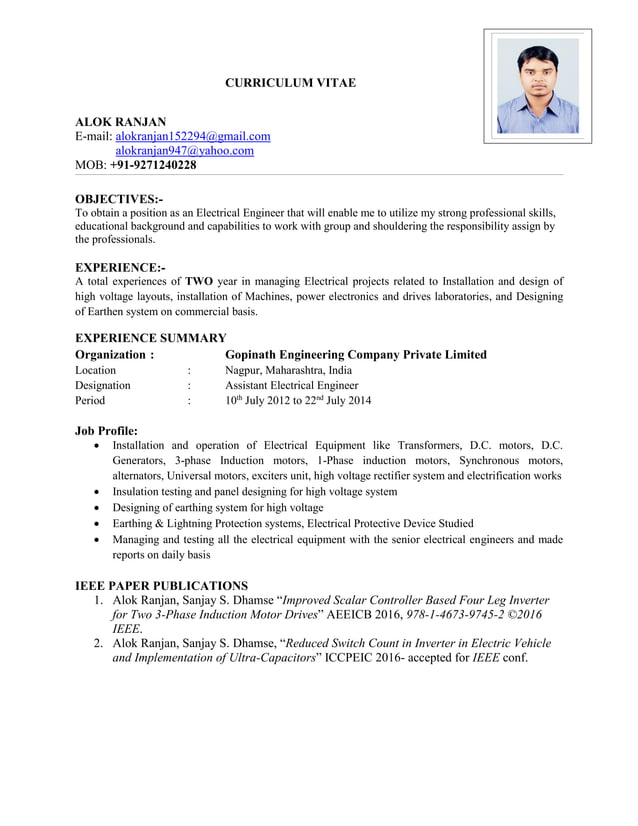 Resume (Alok Ranjan) | PDF