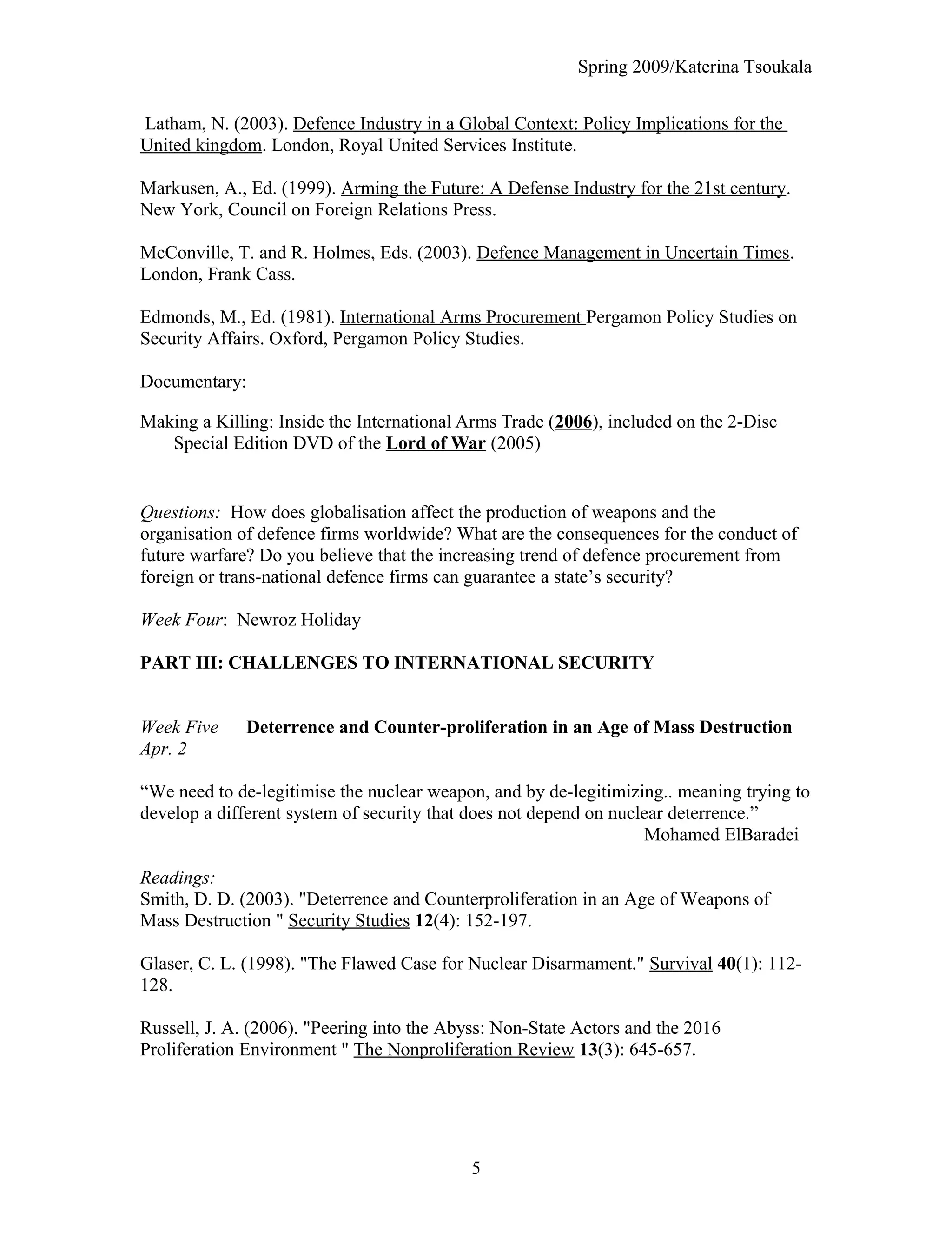 International Security Syllabus | DOC