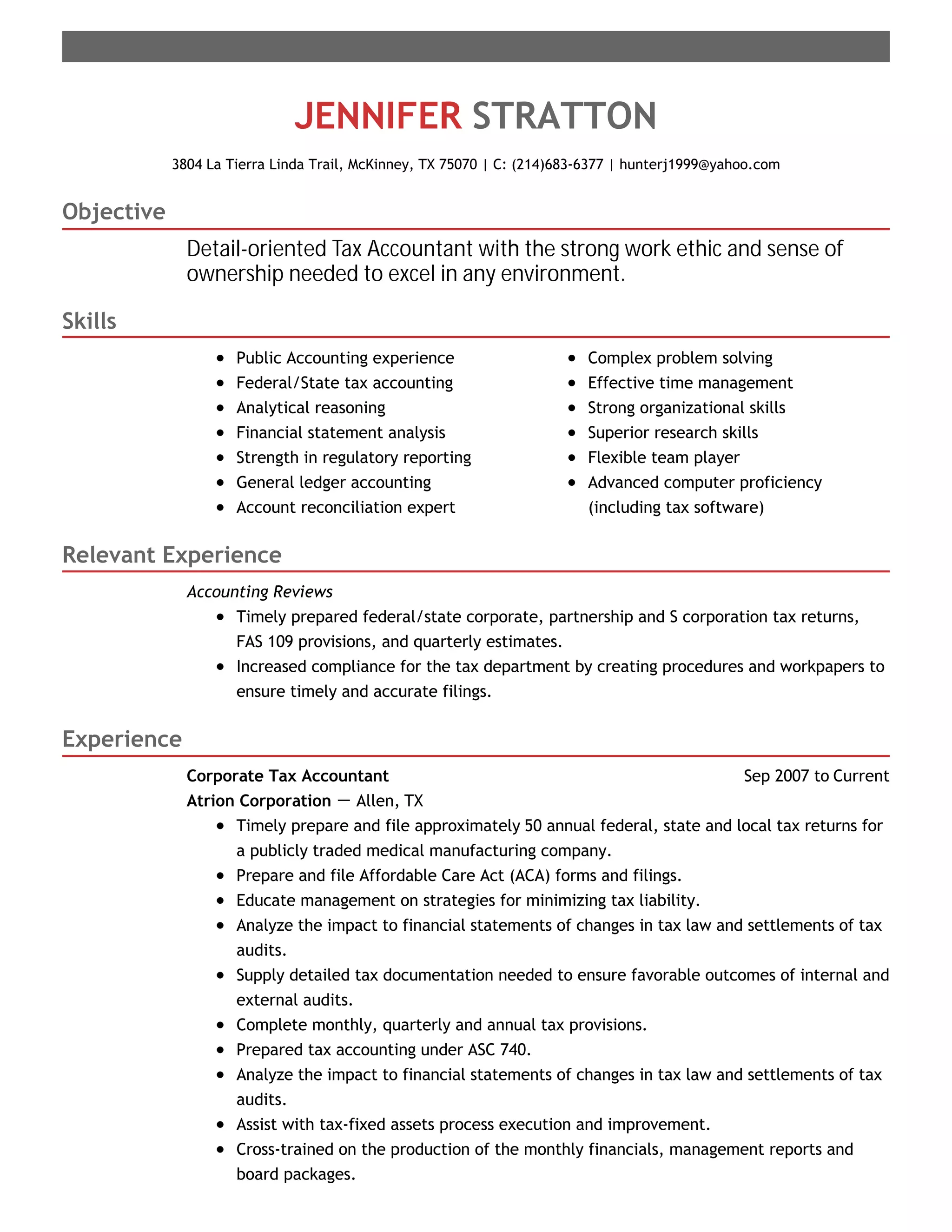 JENNIFER STRATTON Resume 1 | PDF